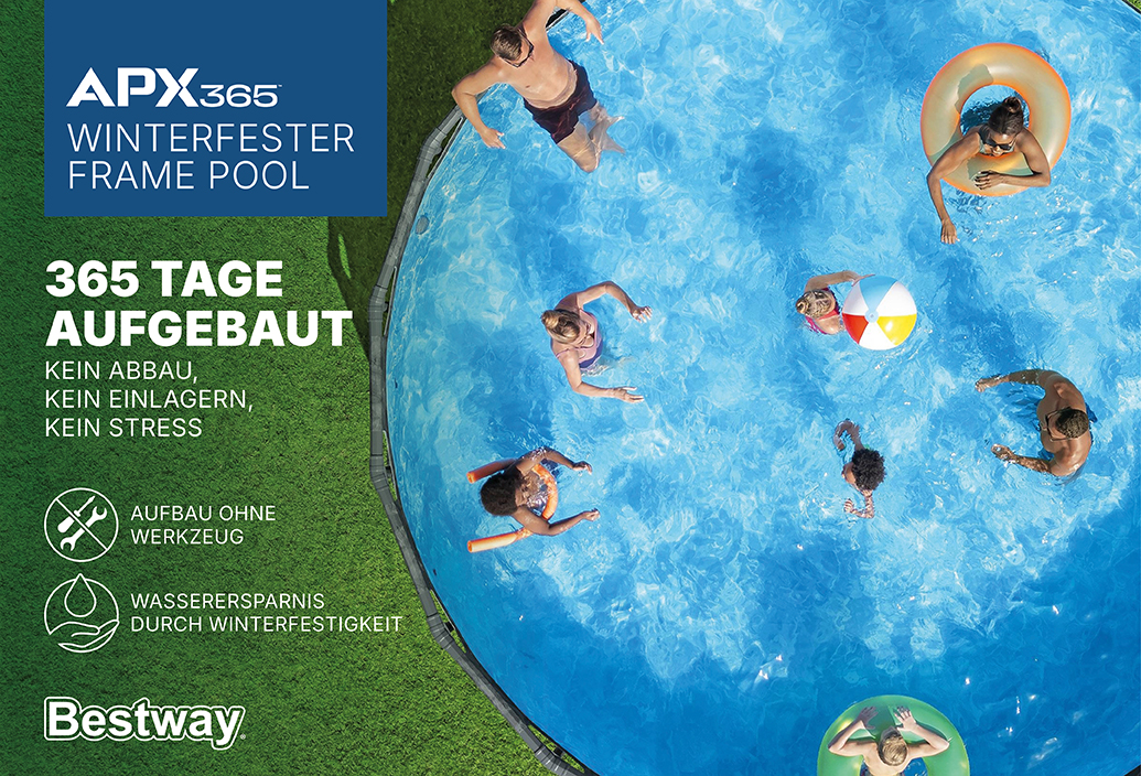 APX365™ Winterfester Solo Pool ohne Zubehör 732 x 366 x 132 cm, Marmor-Optik (Dunkel), eckig ...